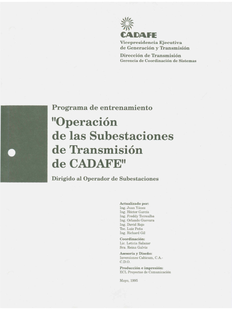 Manual Del Operador de Las Subestaciones de Transmision de Cadafe | PDF