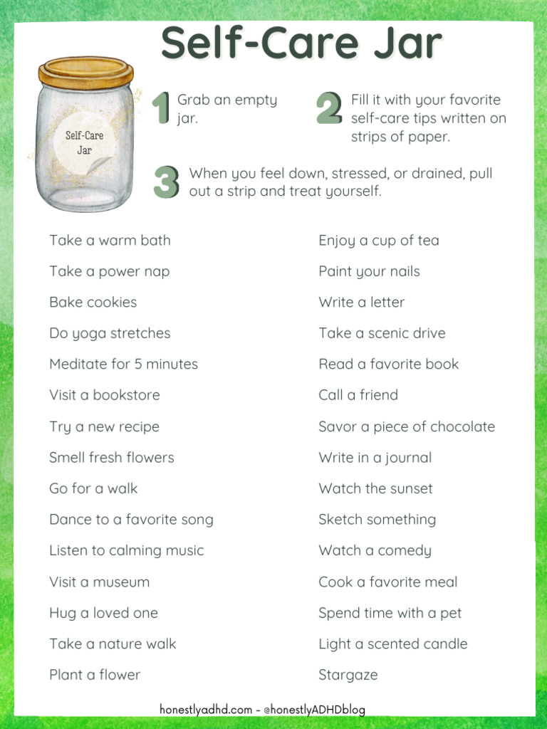 Self Car Jar Free Printable by Honestly ADHD | PDF