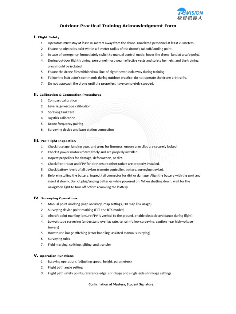 Drone Outdoor Training Acknowledgment Form | PDF | Unmanned Aerial ...