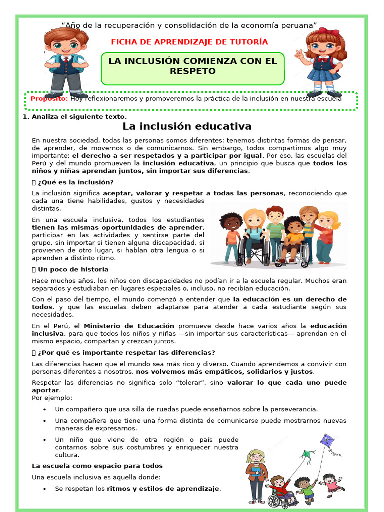 Importancia de la Inclusión Escolar | PDF | Inclusión (Educación ...