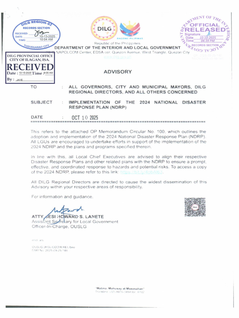 2024 National Disaster Response Plan | PDF | Risk | Emergency Management