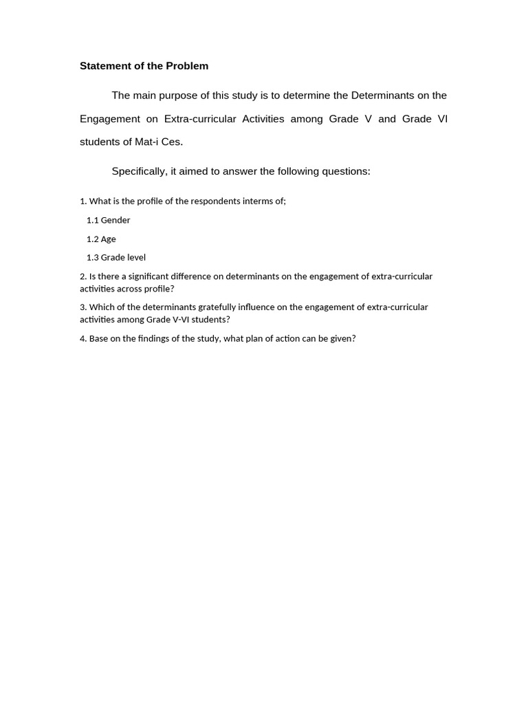 Statement of The Problem | PDF