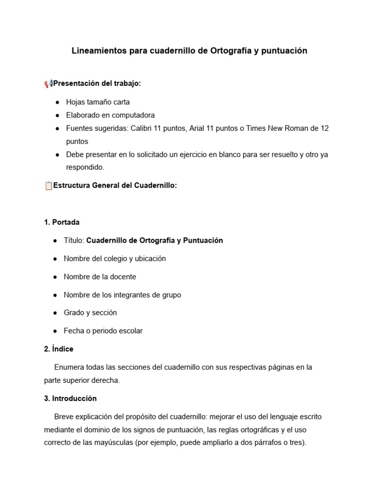 Lineamientos para Cuadernillo de Ortograf-A y Puntuaci-N | PDF | Puntuación | Mecánica del lenguaje