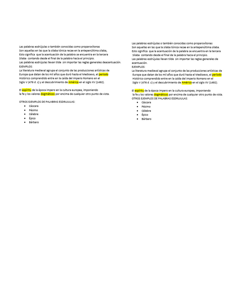 Las Palabras Esdrújulas | PDF