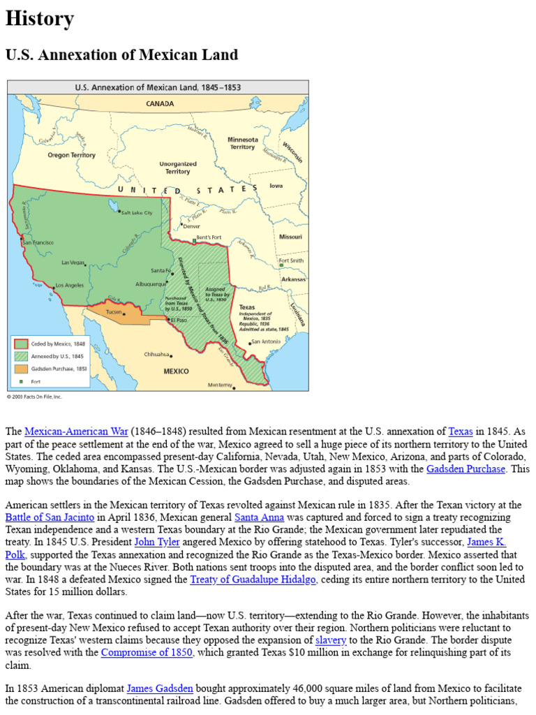 U.S. Annexation of Mexican Land | PDF