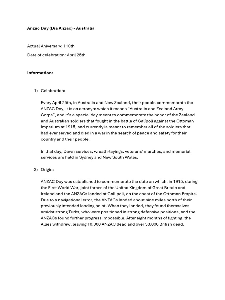 ANZAC Day | PDF