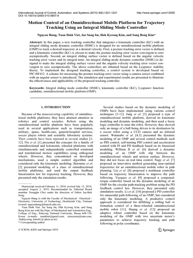 Motion Control of An Omnidirectional Mobile Platform For Trajectory ...