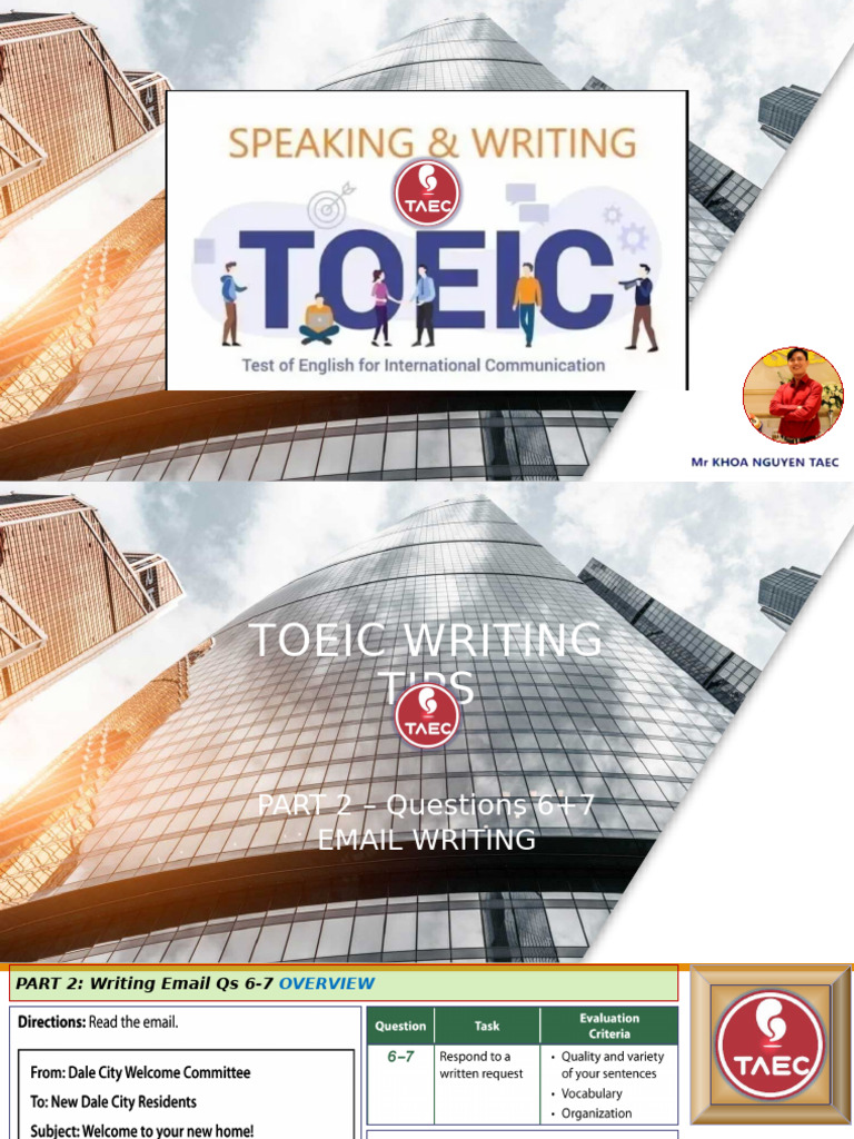 Toeic Writing Part 2 - Emails Qs 6+7 Tips | PDF