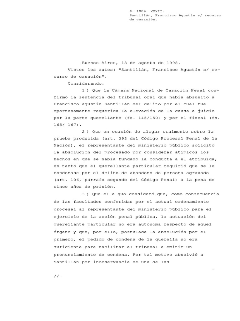 Fallo CSJN - Santillán | PDF | Ley procesal | Procedimiento legal