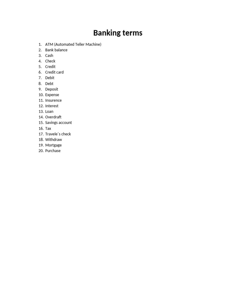 S07 Banking Terms | PDF