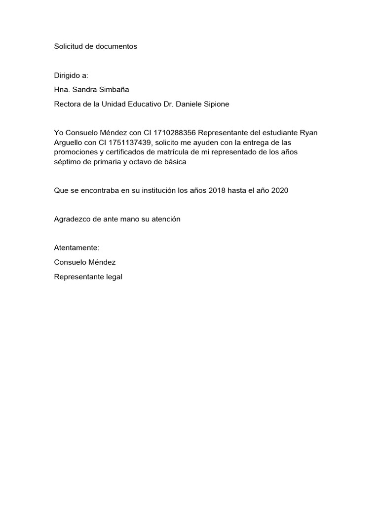 Solicitud de Documentos | PDF