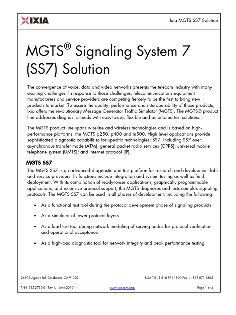 Mgts Signaling System 7 (SS7) Solution | PDF | Asynchronous Transfer ...