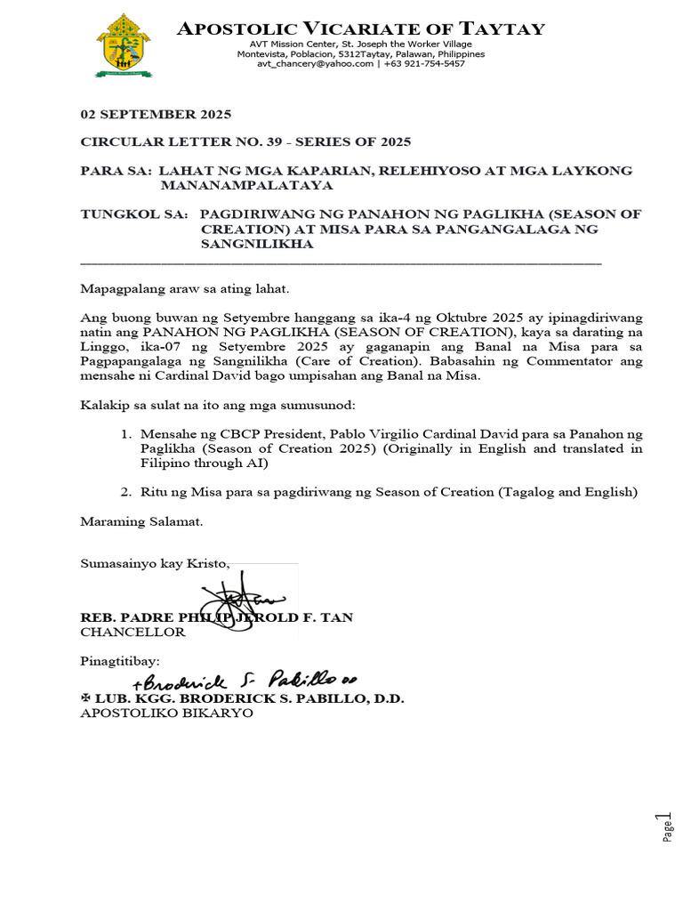 Circurlar Letter 39 S.2025 | PDF
