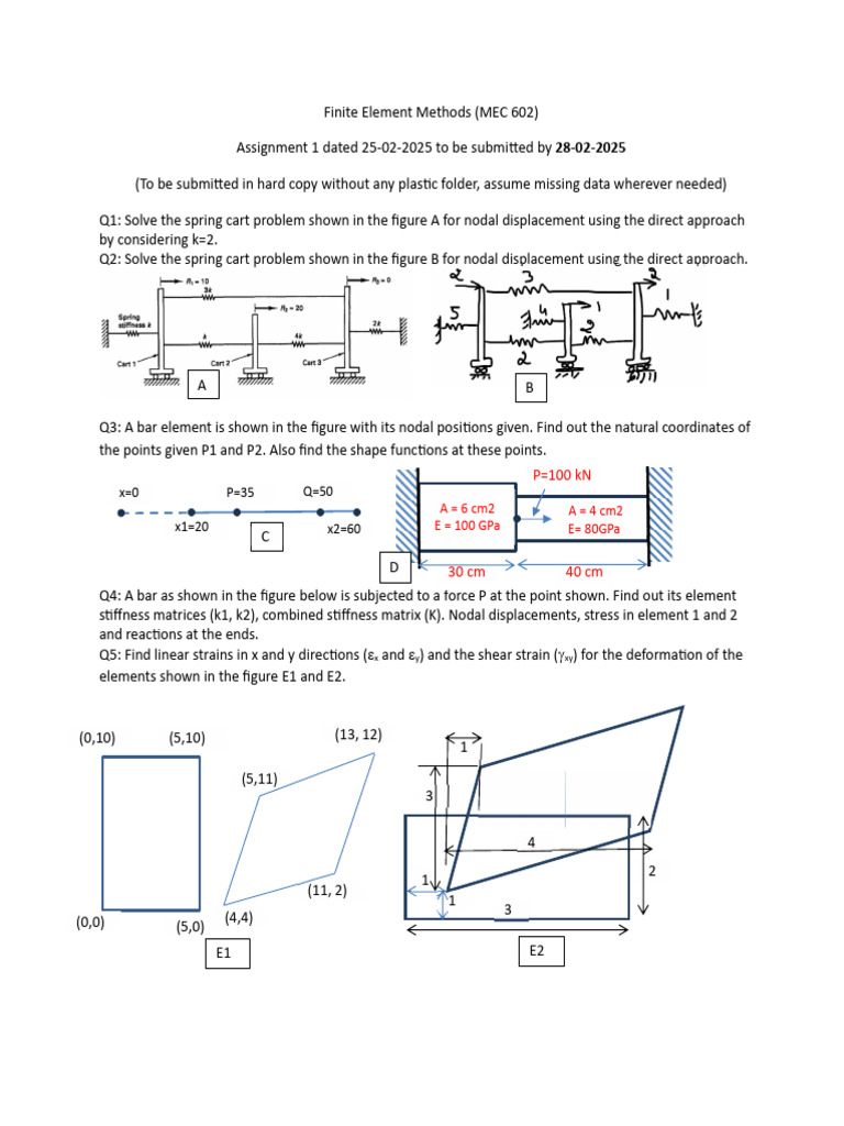 Assignment 1 FEM 2025 | PDF | Finite Element Method | Stress (Mechanics)