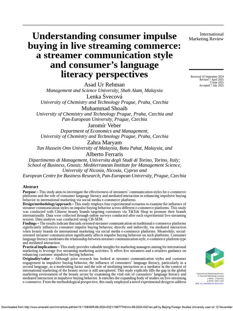 A Streamer Communication Style and Consumer's Language Literacy ...