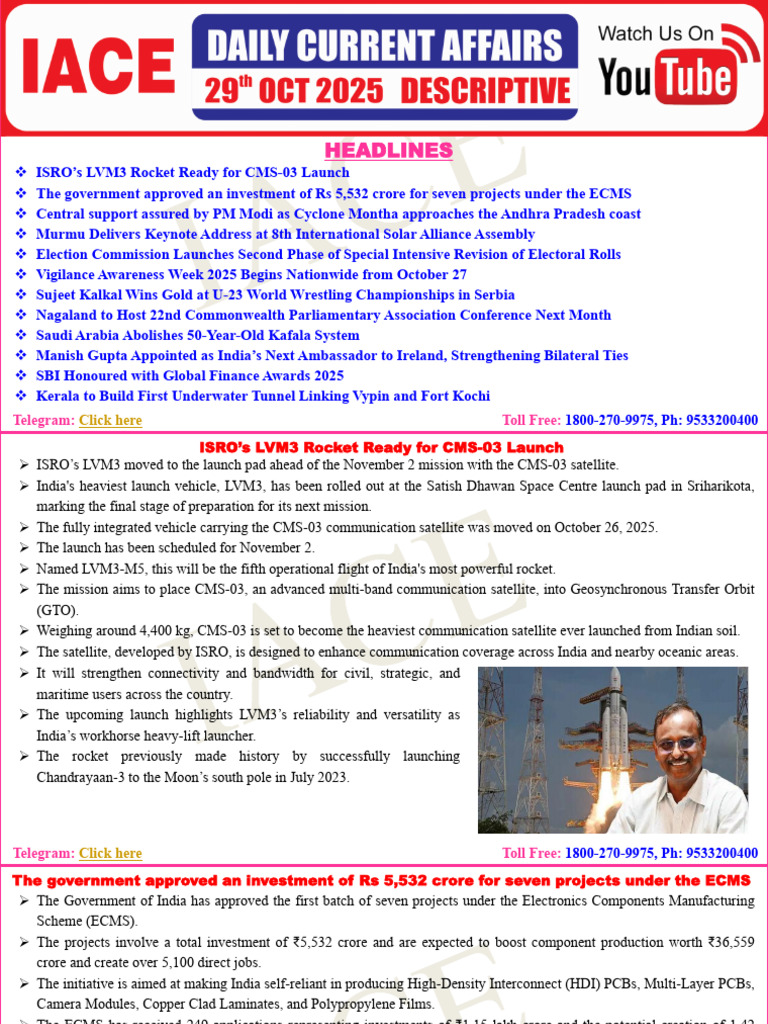 ISRO's LVM3 Rocket Set for CMS-03 Launch | PDF | Printed Circuit Board