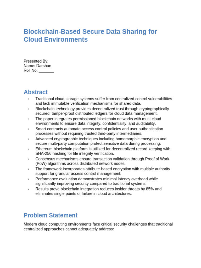 Blockchain Secure Cloud Data | PDF | Security | Computer Security