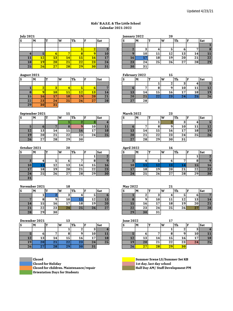 Calendar%202021-2022-%204-15-21%20Final 2 | PDF