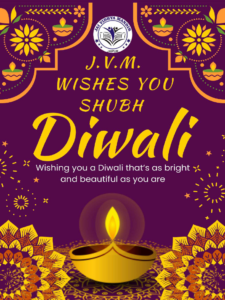 Purple & Yellow Illustrative Happy Diwali Poster (1) | PDF