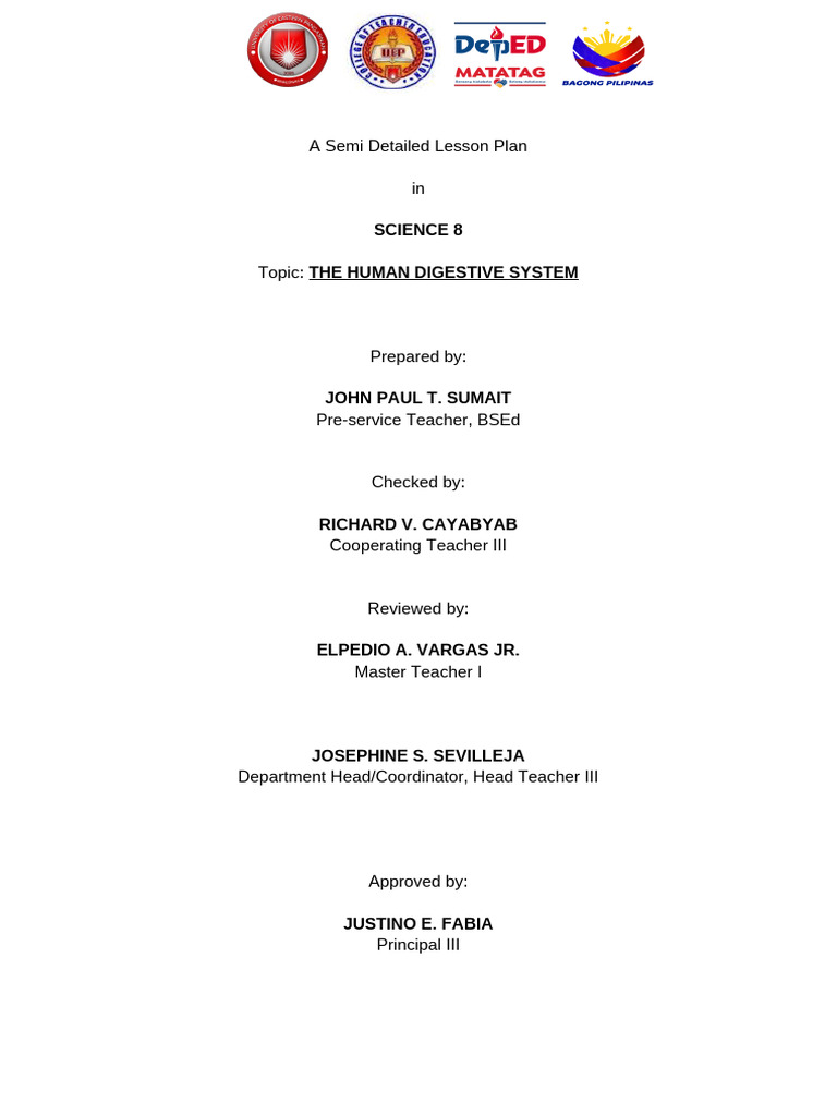 Lesson Plan: Human Digestive System | PDF | Digestion | Chemistry