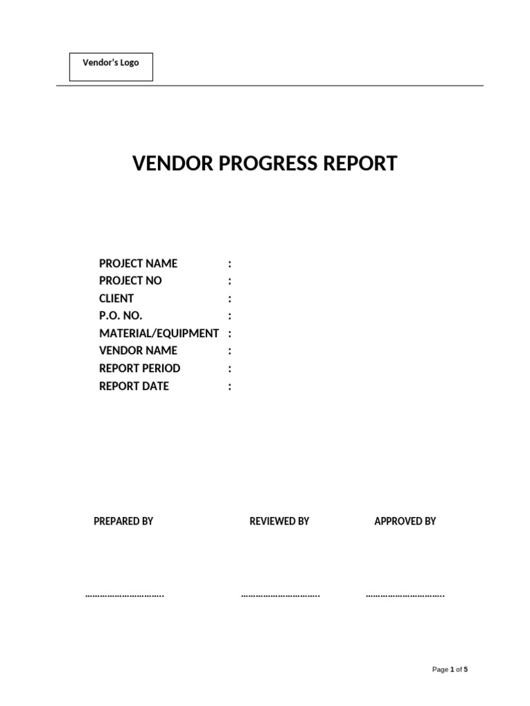 Vendor Progress Report Template | PDF