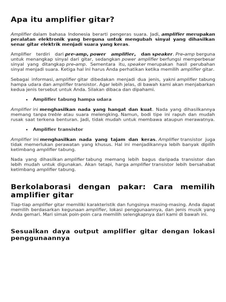 Memahami Amplifier Gitar Listrik | PDF