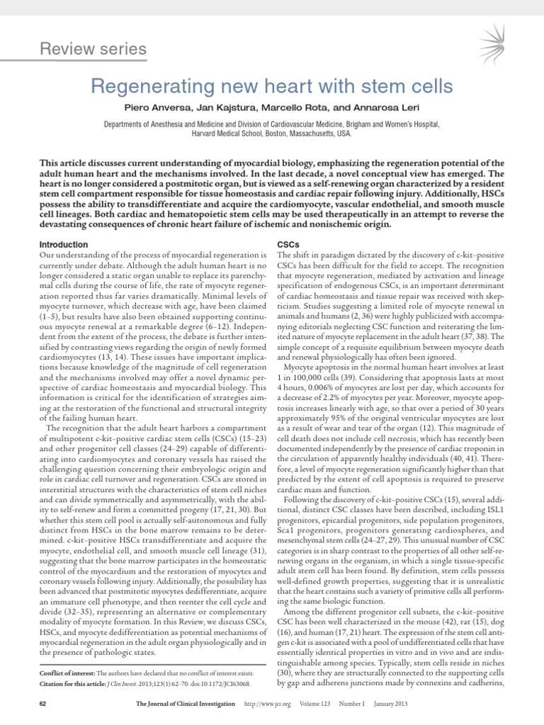 Regenerating New Heart With Stem Cells | PDF | Cardiac Muscle | Stem Cell