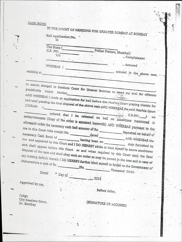 Cash Bond Accused On Custody | PDF