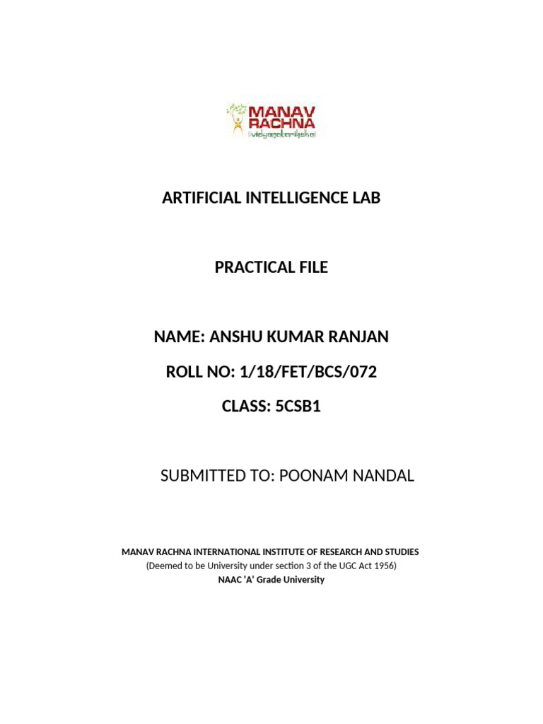 Ai File 1 18 Fet Bcs 087 | PDF | Clause | Mathematical Logic