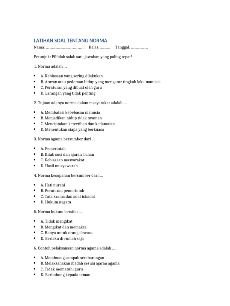 Soal Tentang Norma | PDF