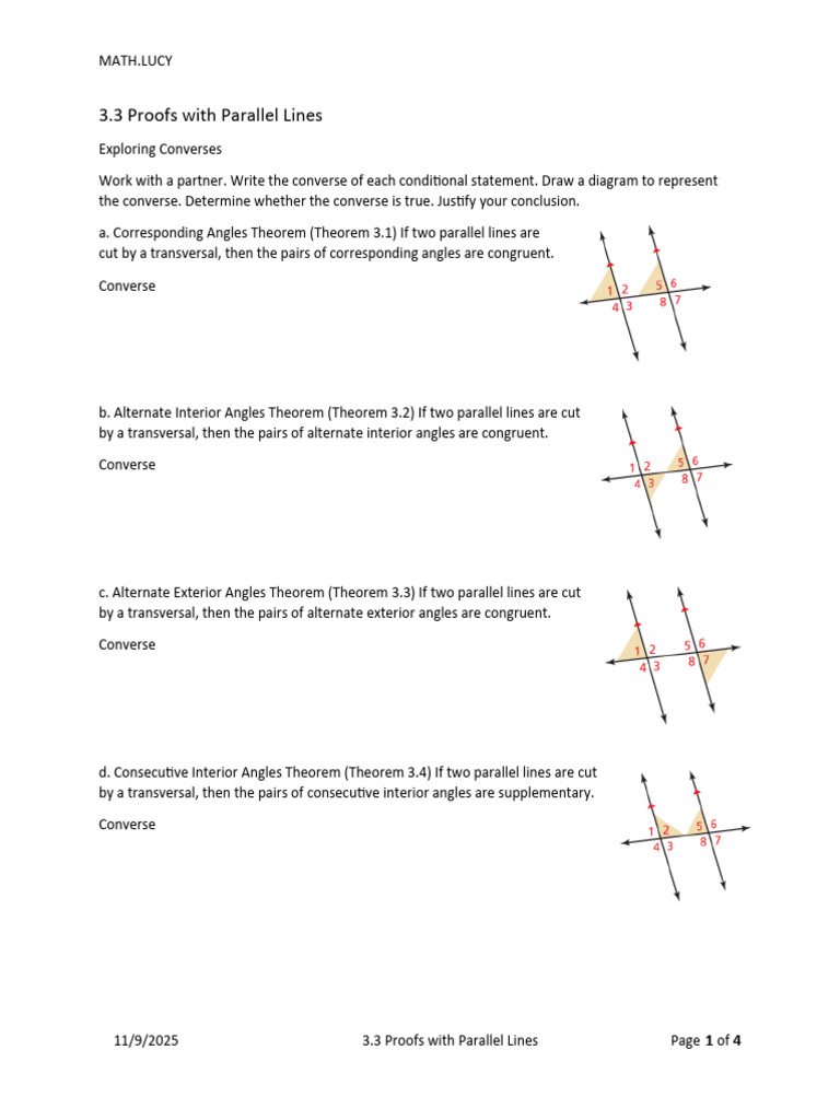 3.3 Proofs With Parallel Lines | PDF | Elementary Geometry | Classical Geometry