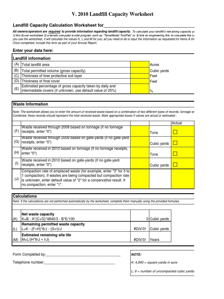 Landfill Capacity Calculation Guide | PDF | Tonnage | Landfill