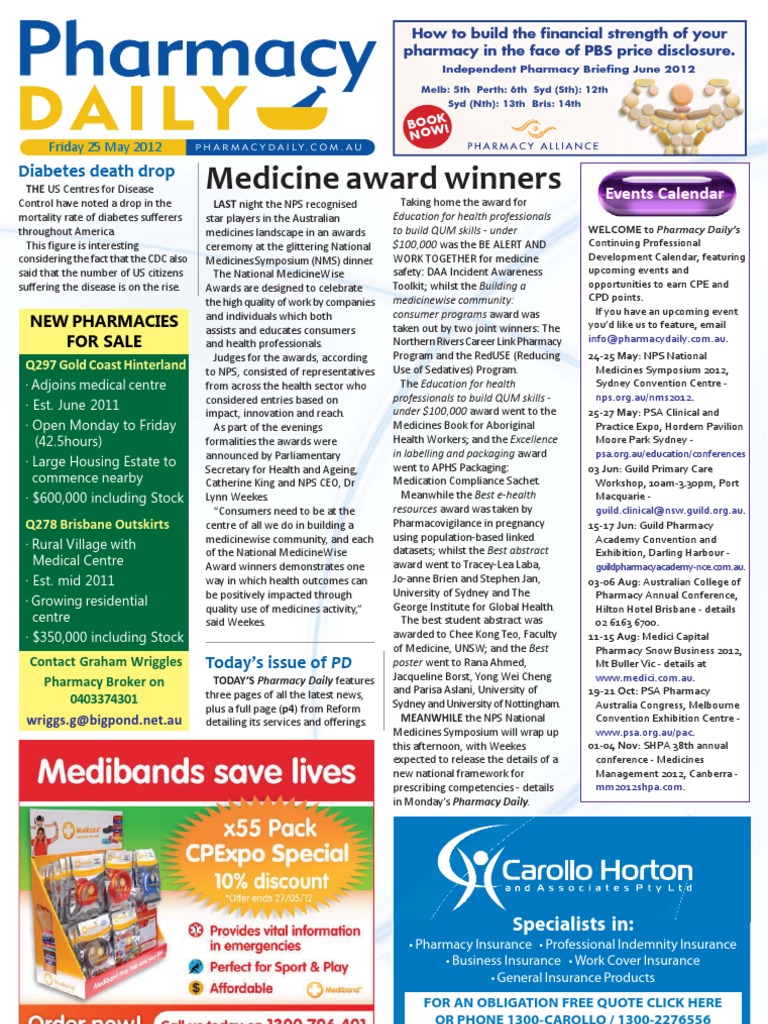 Pharmacy Daily For Fri 25 May 2012 - Medicine Awards, Label Review ...