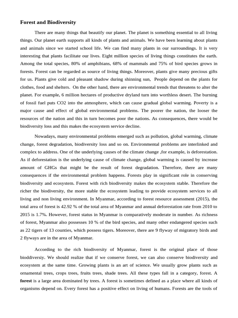 Forests and Biodiversity Conservation | PDF | Forests | Climate Change