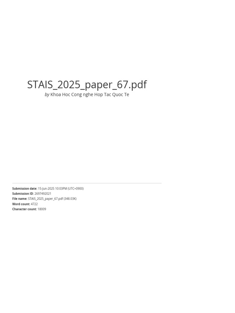 STAIS 2025 Paper 67 PDF | PDF