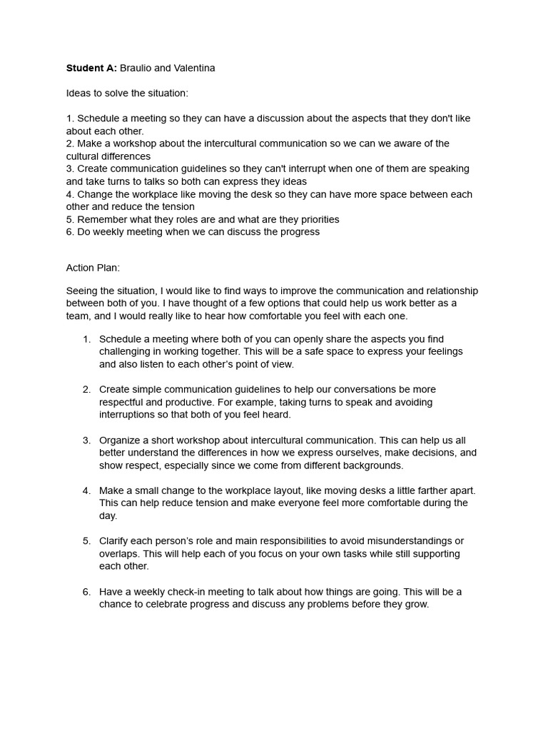 Act 1b- Intercultural Awareness Case Study - Problem Solving Team Work ...