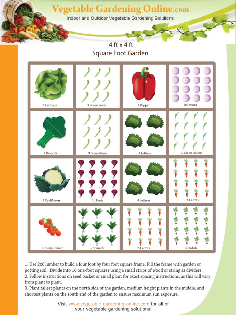 Sample Square Foot Vegetable Garden Plan | PDF