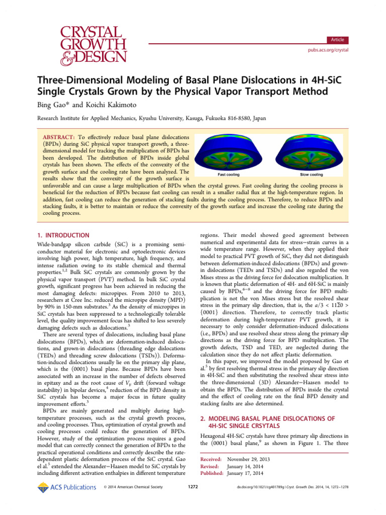 Three-Dimensional Modeling of Basal Plane Dislocations in 4H-SiC Single ...
