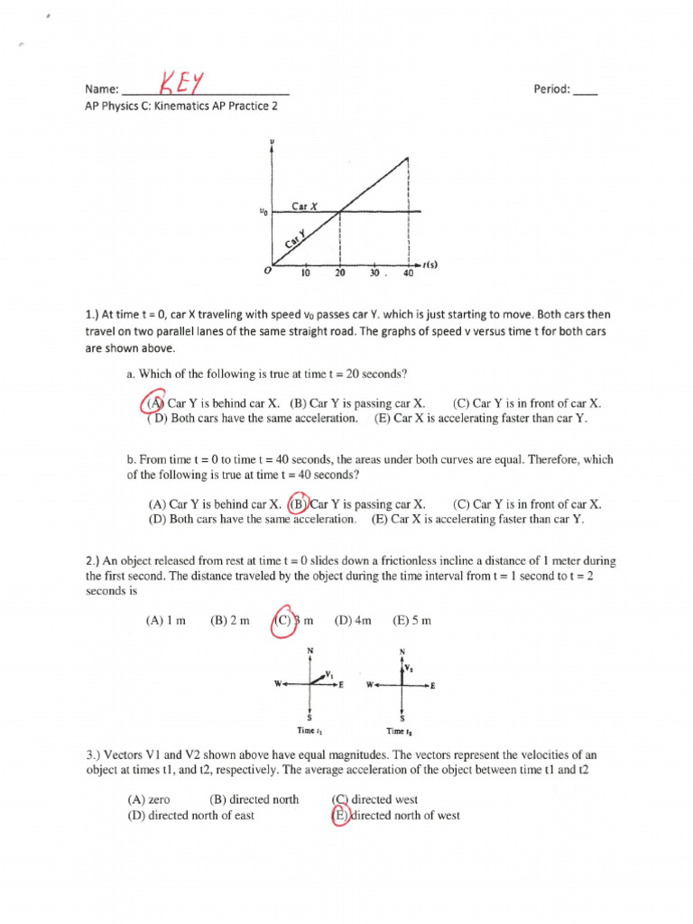 Kinematics AP Practice 2 Key | PDF