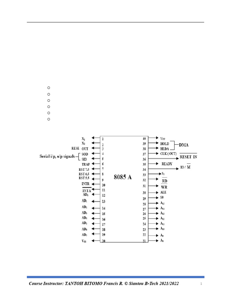 Pin Description and Instruction Set of The 8085 Microprocessor - 051113 ...