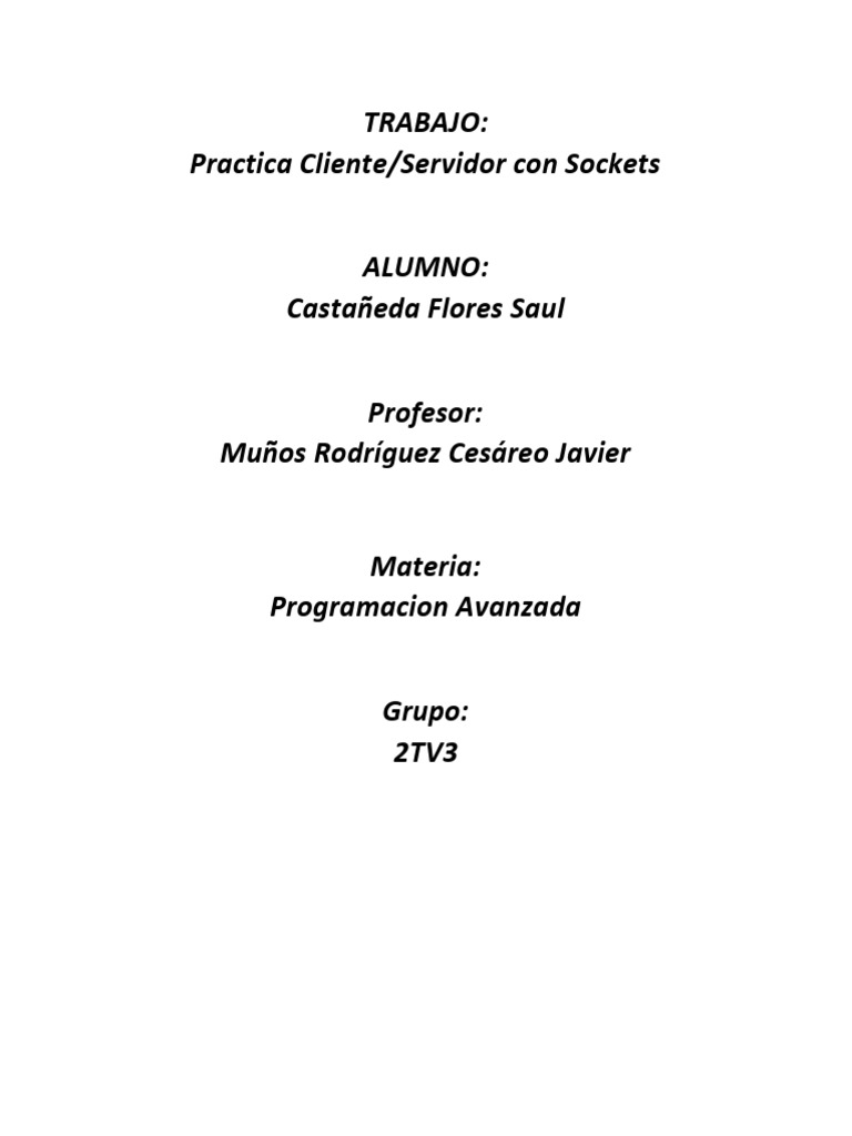 Practica Cliente-Servidor Con Sockets | PDF