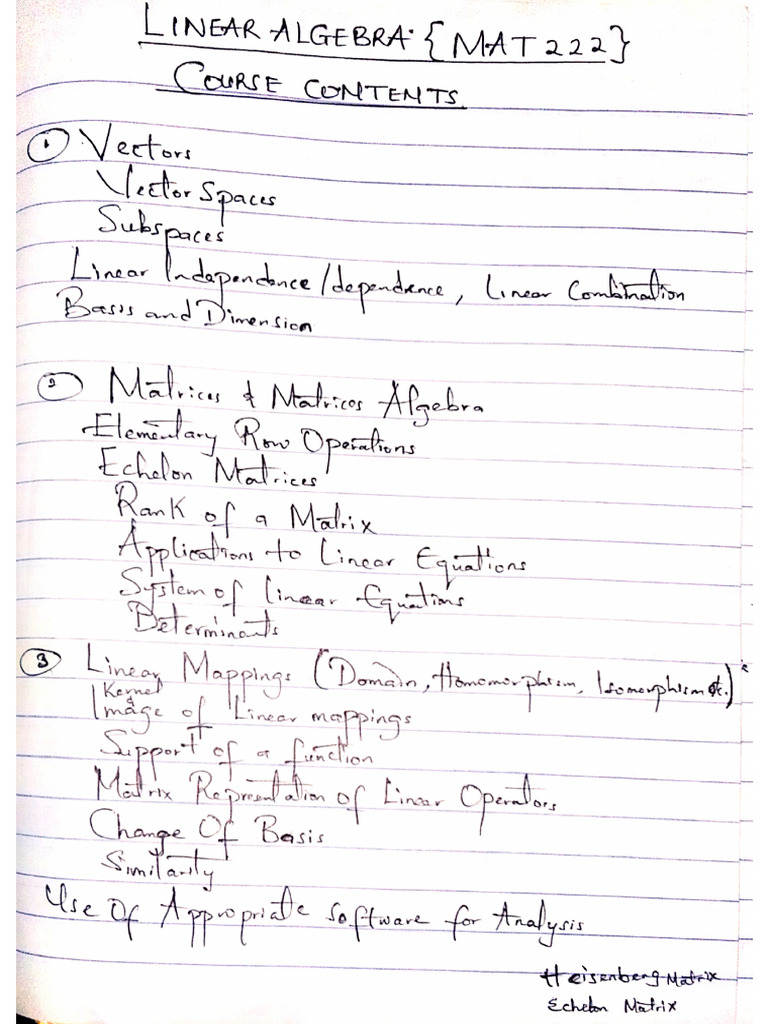 Linear algebra note | PDF