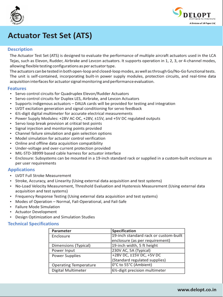 Actuator Test Set for Aircraft Evaluation | PDF | Servomechanism | Feedback