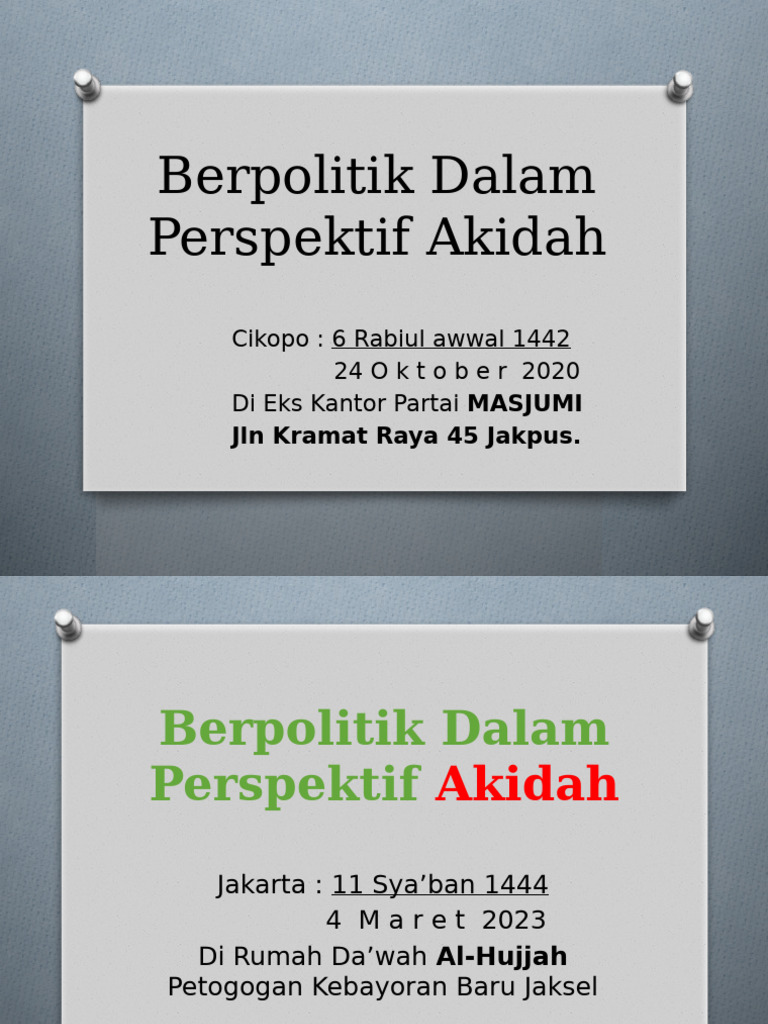 Berpolitik Dalam Perspektif Akidah | PDF