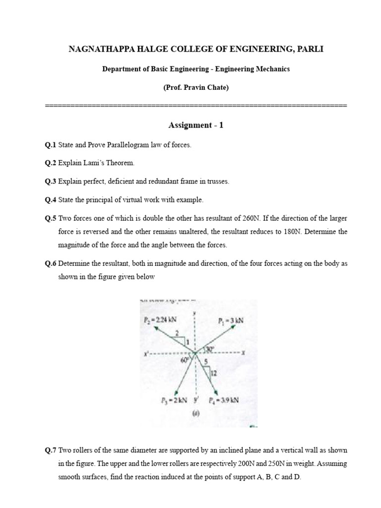 EM Assignment 1 | PDF | Force | Truss