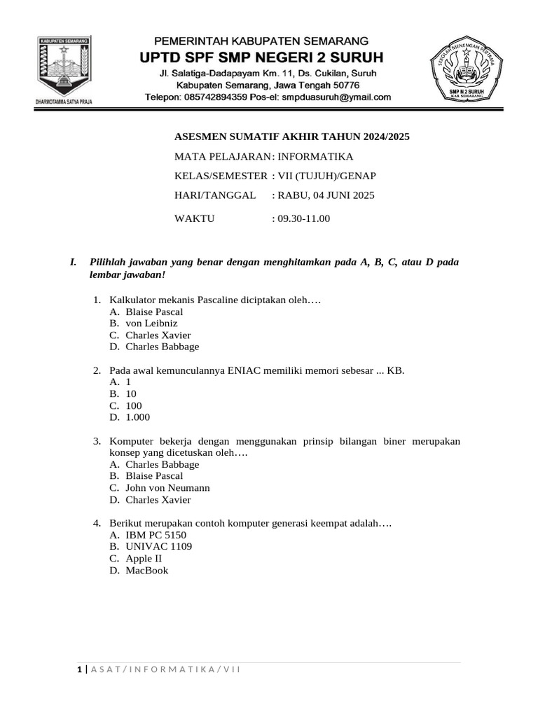 7 SPJ ASESMEN SUMATIF AKHIR TAHUN 2024 | PDF