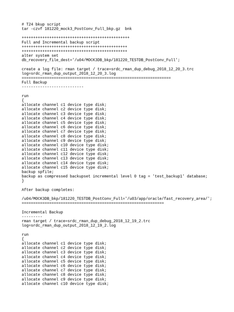 Full and Incremental Backup Script | PDF | Backup | Data Management
