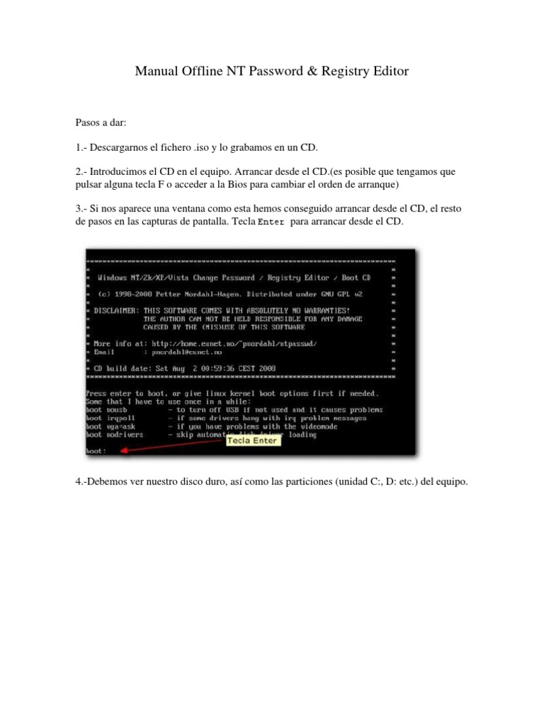 Guía para Resetear Contraseña NT Offline | PDF