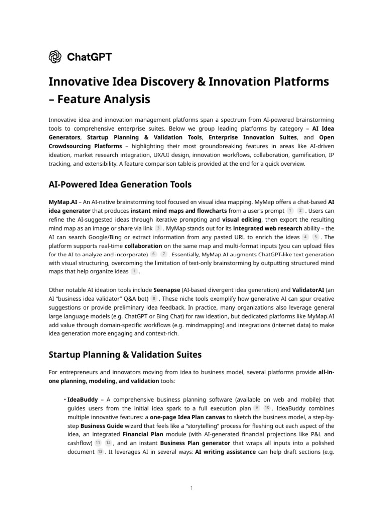 Innovative Idea Discovery & Innovation Platforms - Feature Analysis ...