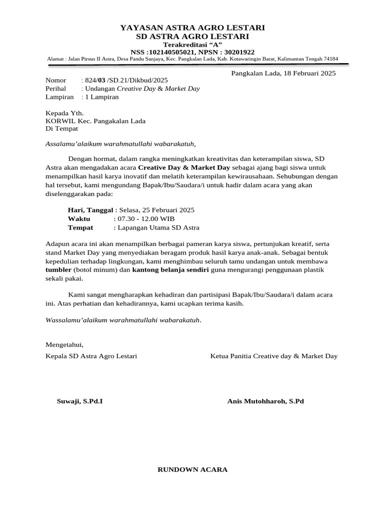 Surat Undangan Creative Day | PDF